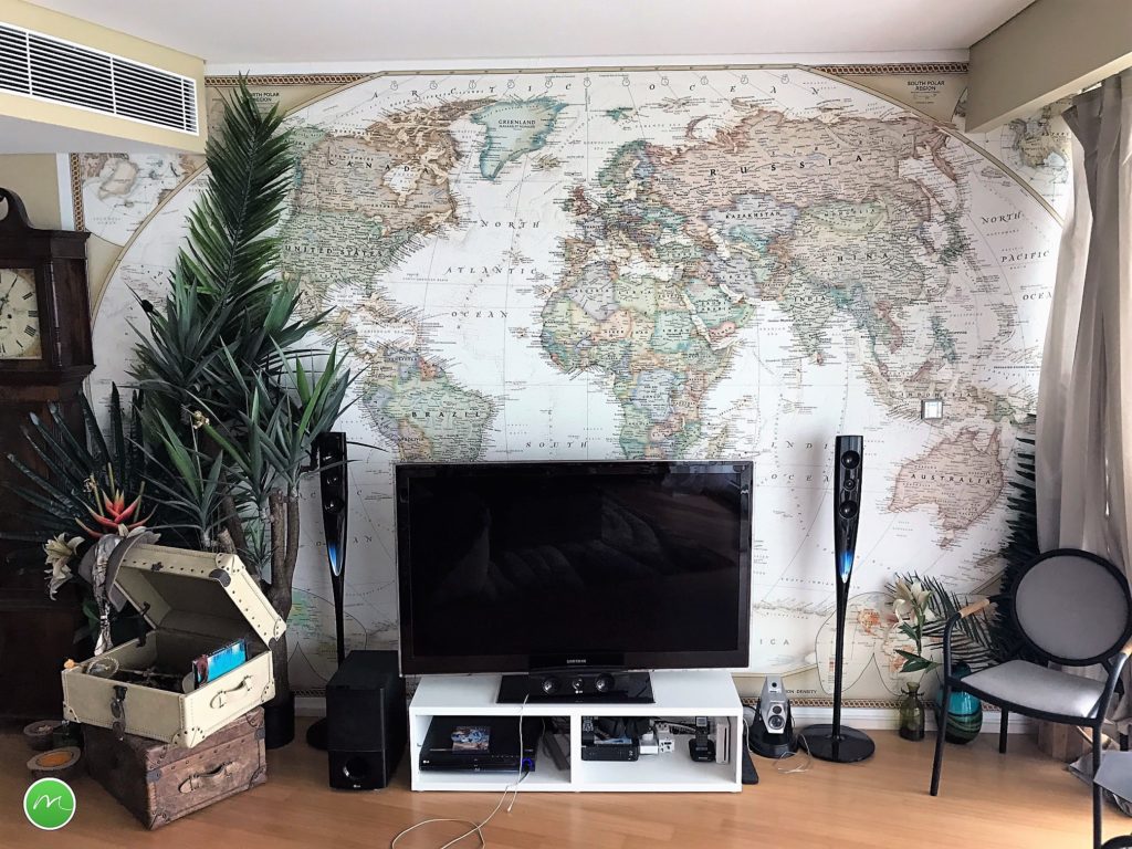 Living Room Map Mural – Decorating with Wallpaper Wall Murals