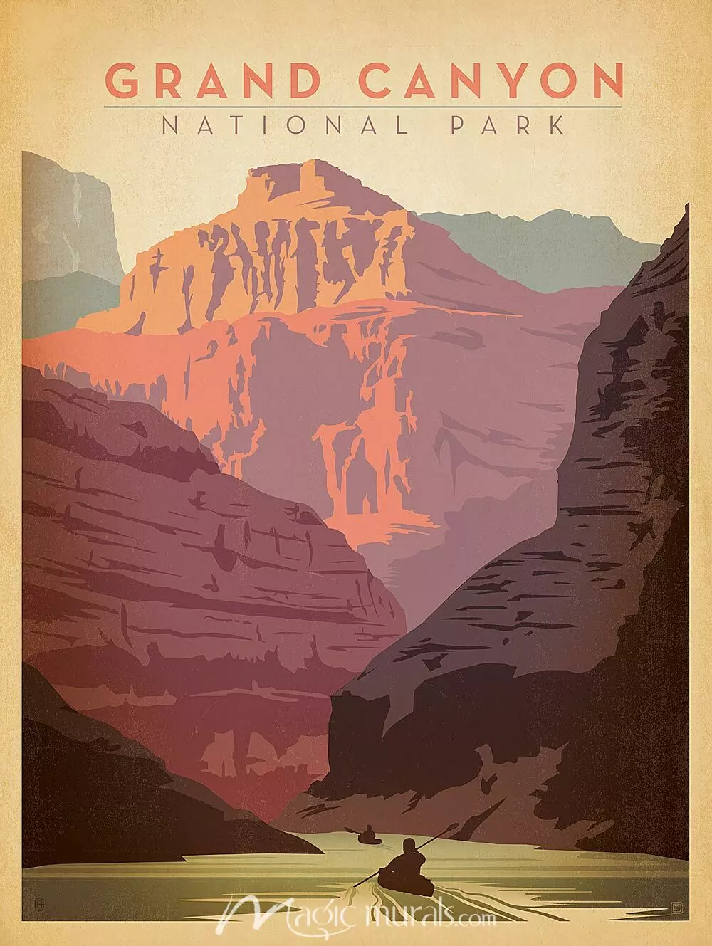 Grand Canyon Vintage Poster Wallpaper Mural by Magic Murals