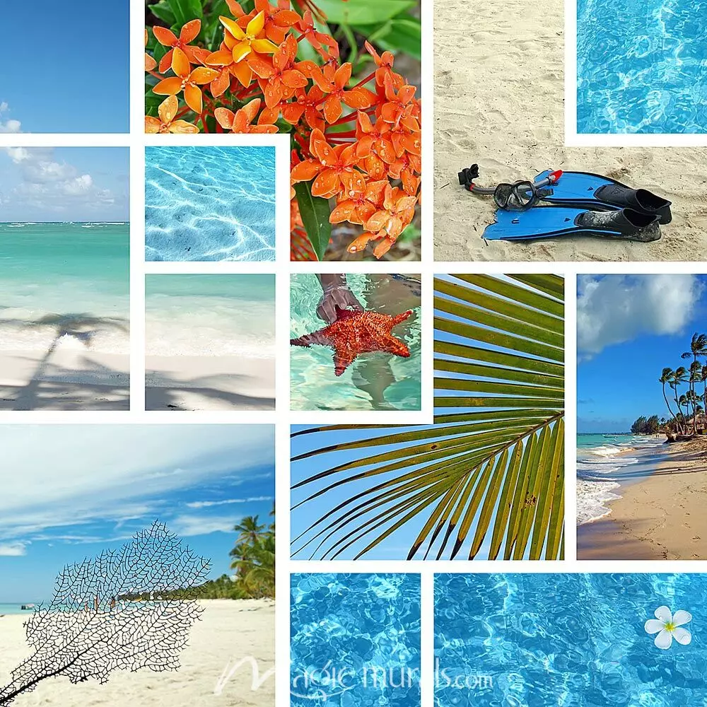 Tropical Collage Wallpaper Wall Mural by Magic Murals