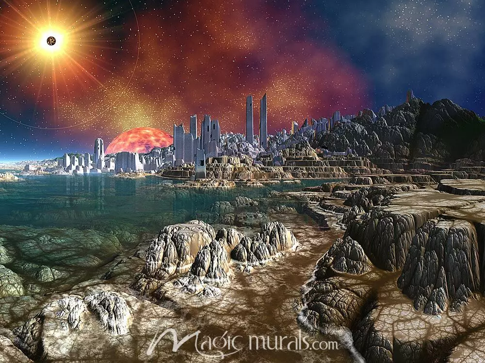Alien City Ruins Wallpaper Wall Mural by Magic Murals