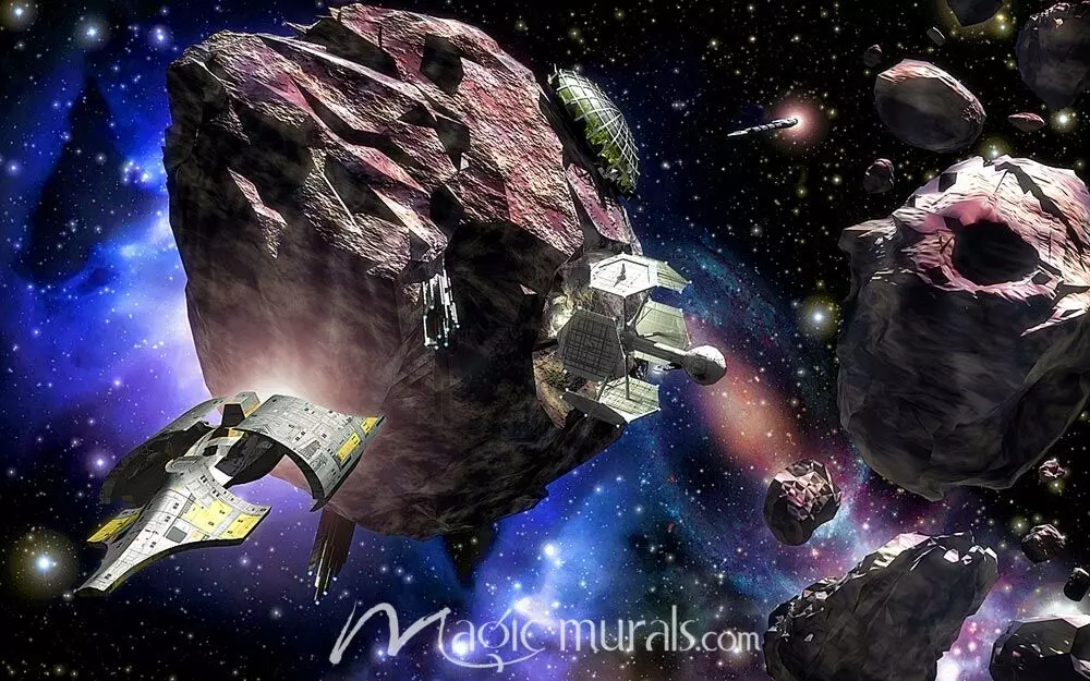 Space Asteroids Wallpaper Wall Mural by Magic Murals
