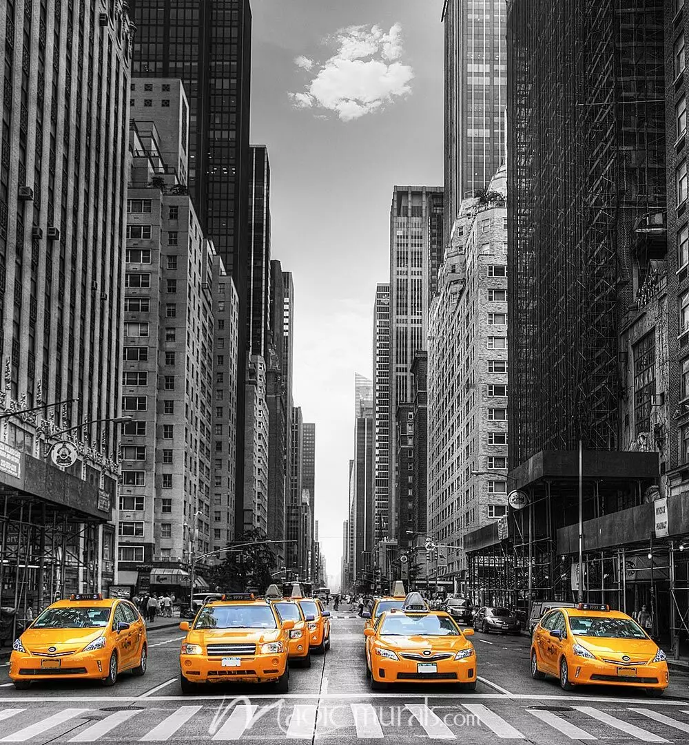 Ready, Set, Taxi Wallpaper Wall Mural by Magic Murals
