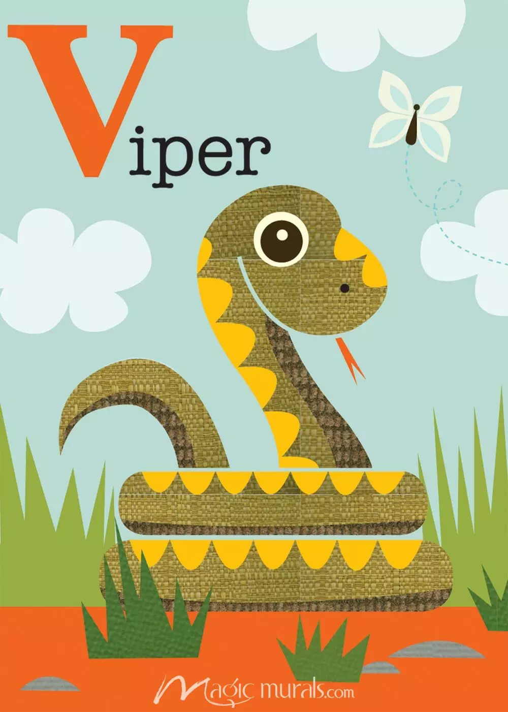 V is for Viper Wallpaper Wall Mural by Magic Murals
