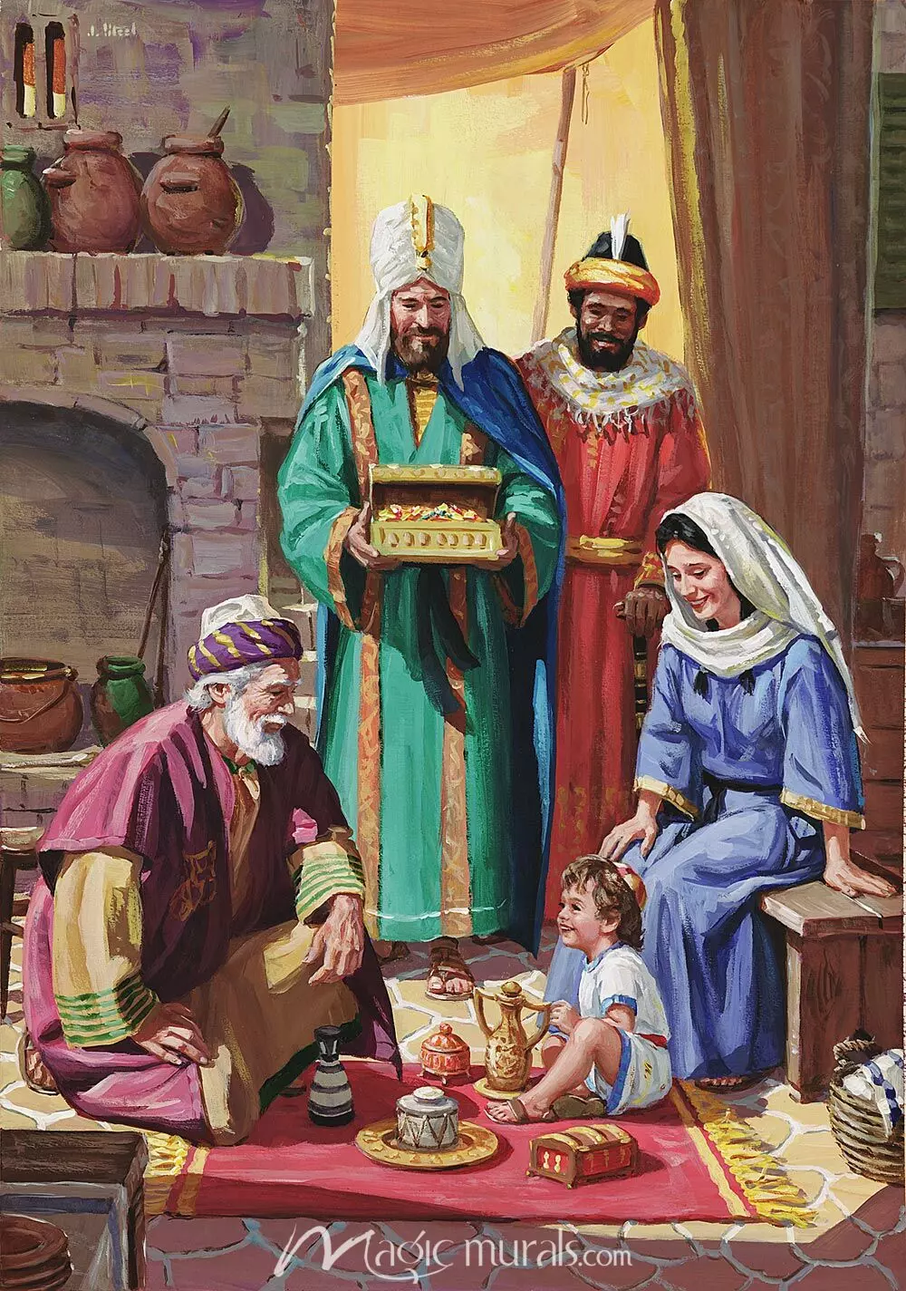 Wise Men Presenting Gifts Wallpaper Mural by Magic Murals