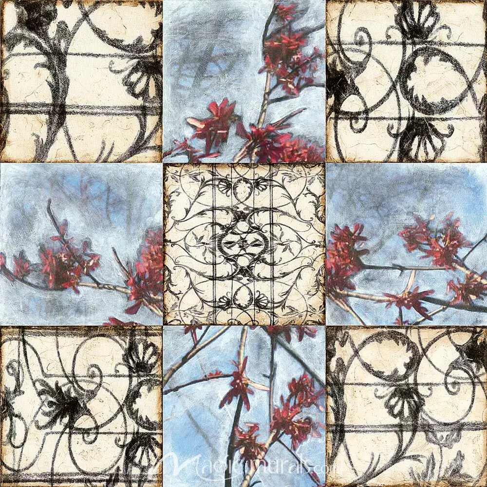 Iron & Blooms Wallpaper Wall Mural by Magic Murals