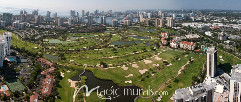 South Beach Miami Golf Aerial Panorama Mural by Magic Murals