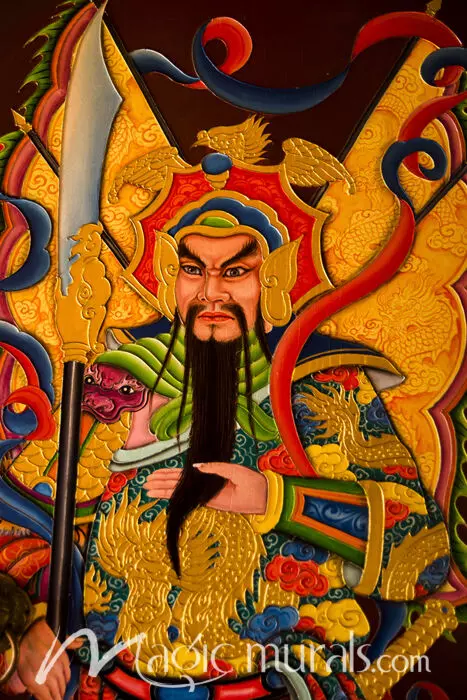 Chinese God Painting on Temple Wall Mural by Magic Murals