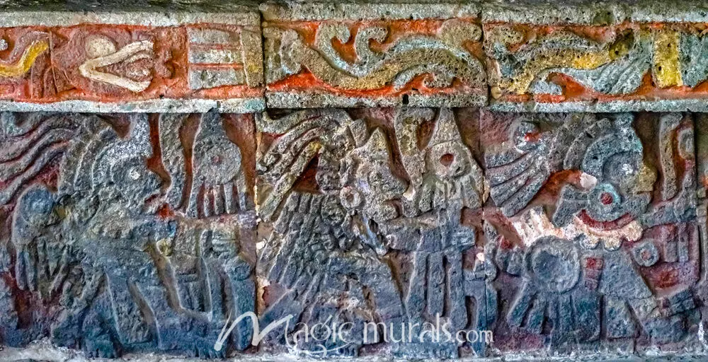 Templo Mayor Aztec Eagle Warriors 6556 Mural by Magic Murals