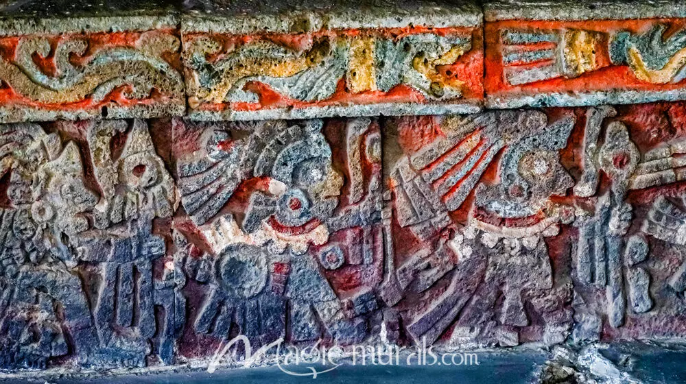 Templo Mayor Aztec Eagle Warriors 7592 Mural by Magic Murals