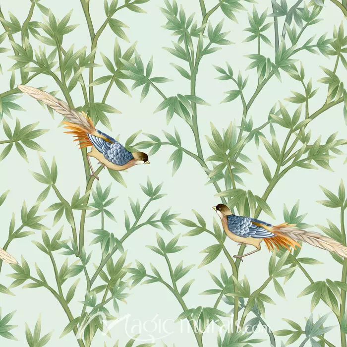 Birds and Bamboo 1190 Wallpaper Mural by Magic Murals