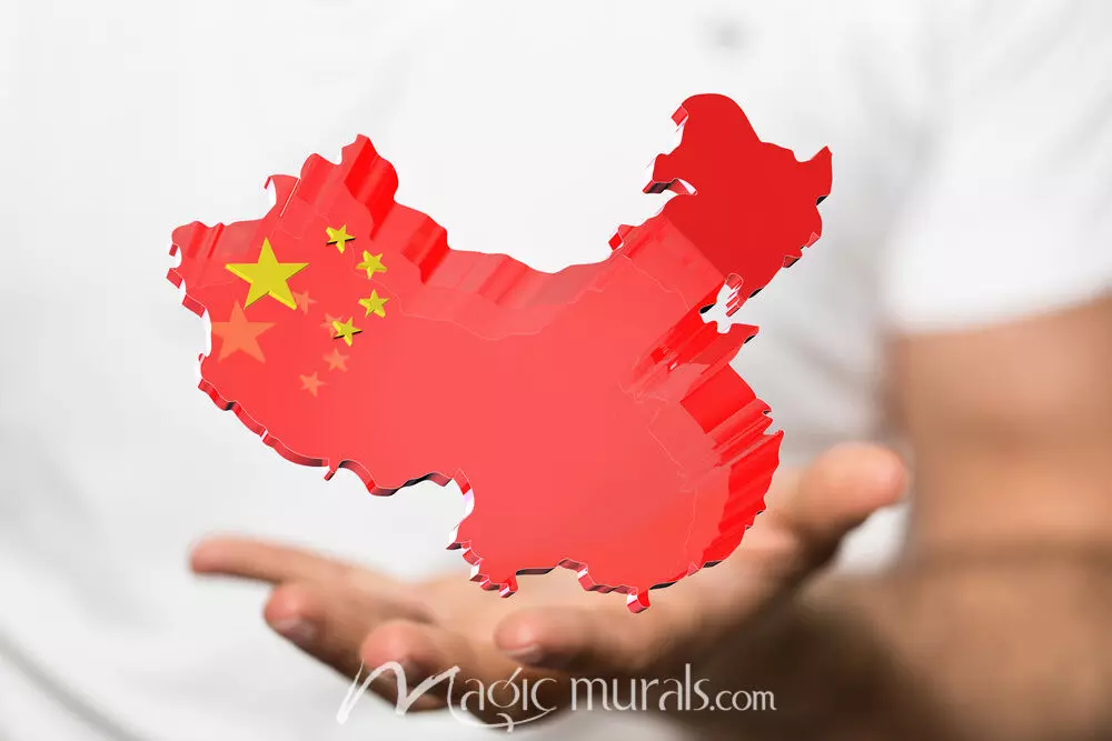 China Outline in Hand Wallpaper Mural by Magic Murals