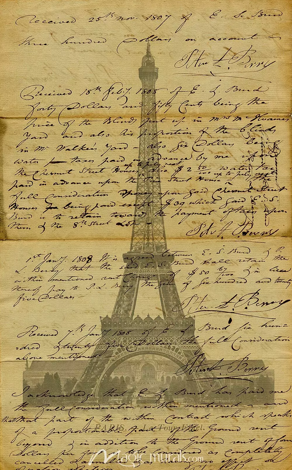Paris Letter Wallpaper Wall Mural by Magic Murals