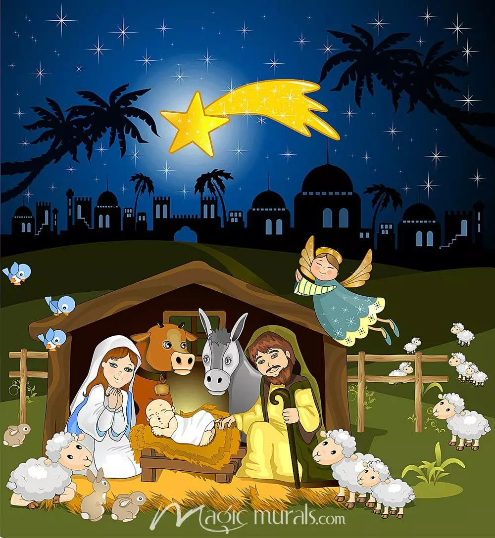Childrens Nativity Wallpaper Wall Mural by Magic Murals