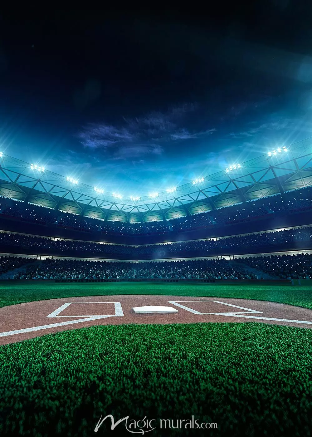 Baseball Park Night Wallpaper Wall Mural by Magic Murals