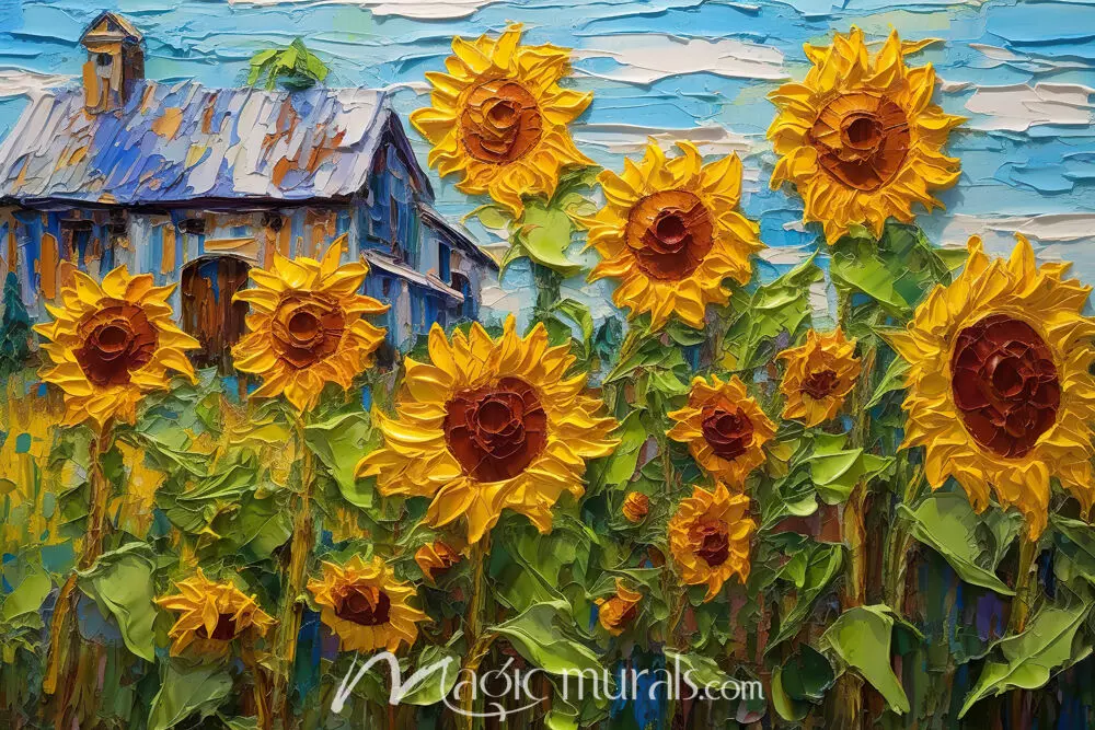 Impressionist Sunflowers 4692 Wallpaper Mural by Magic Murals
