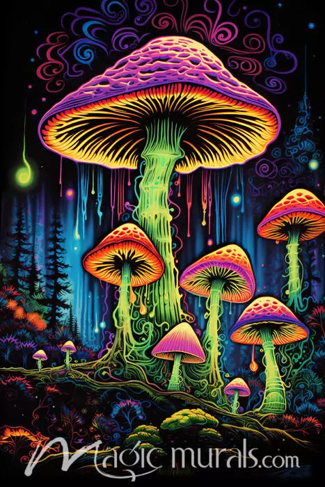 Neon Forest Mushrooms 5751 Wallpaper Mural by Magic Murals