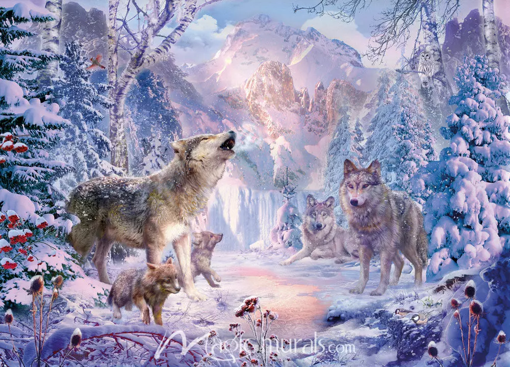 Snow Landscape Wolves Wallpaper Mural by Magic Murals