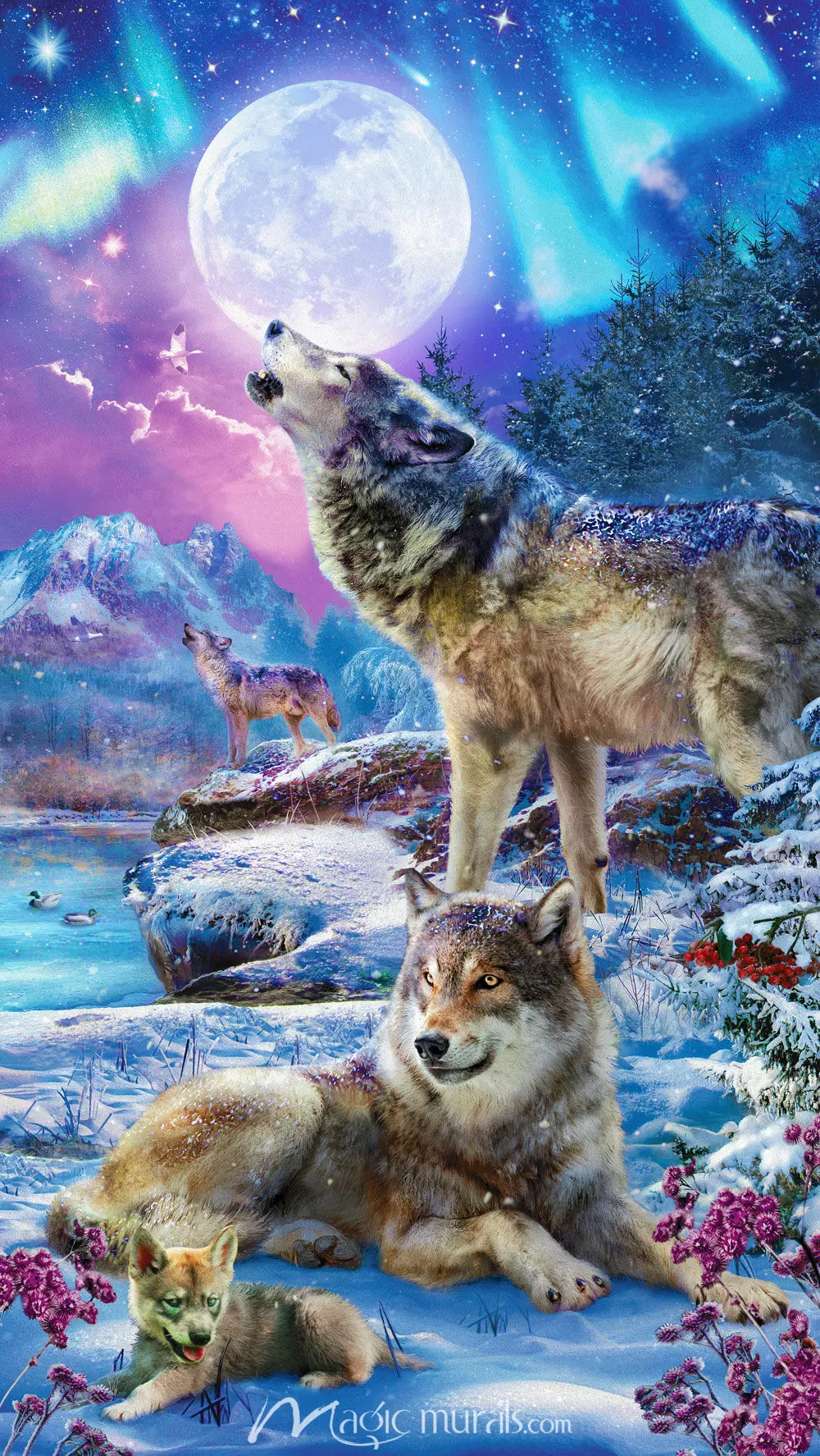 Nightfall Wolves Wallpaper Wall Mural by Magic Murals