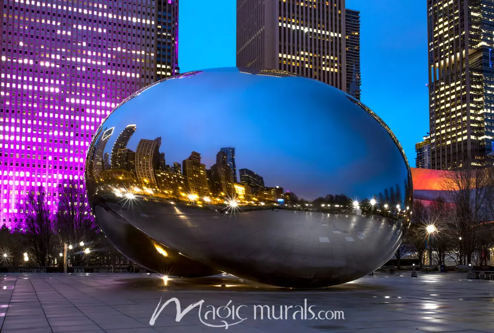 Chicago City In Pink Wallpaper Mural by Magic Murals