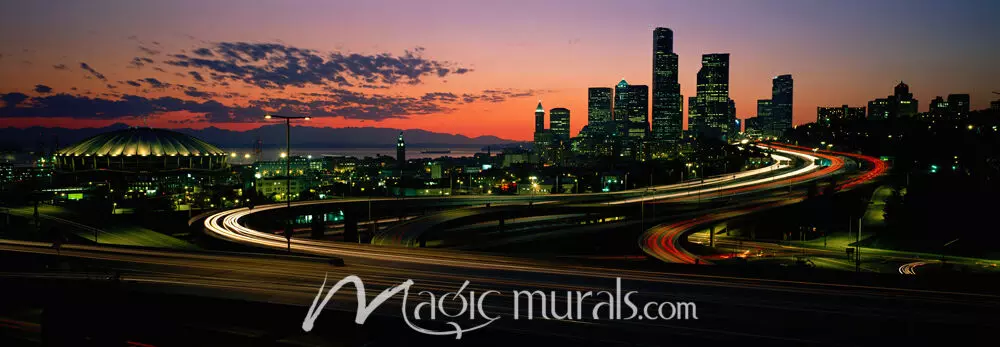 Puget Sound Seattle Sunset 6123 Mural by Magic Murals