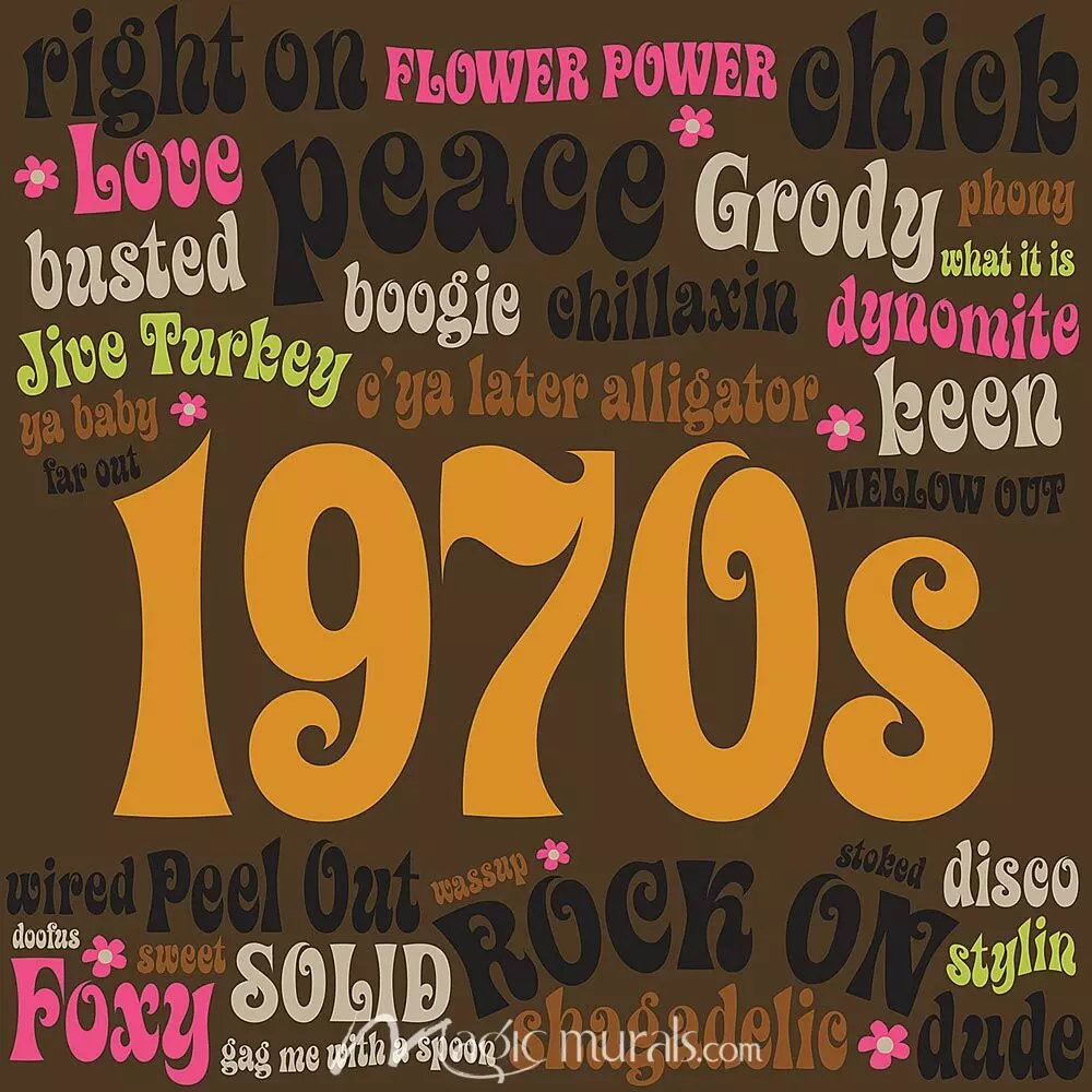 1970s Slang Graffiti Wallpaper Mural by MagicMurals.com