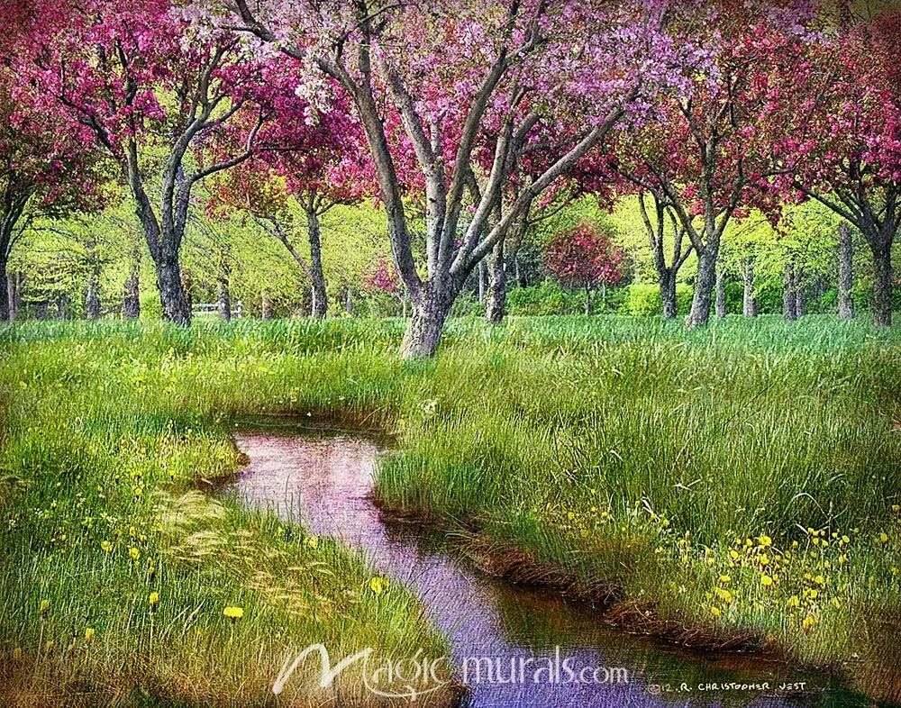 Orchard Spring Wallpaper Wall Mural by Magic Murals