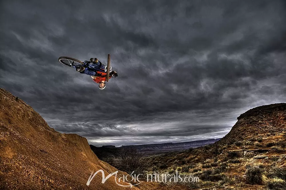 Mountain Bike Jump, HDR Wallpaper Mural by Magic Murals