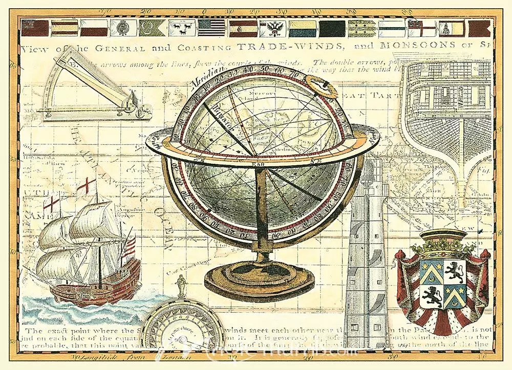 Nautical Map II Wallpaper Wall Mural by Magic Murals