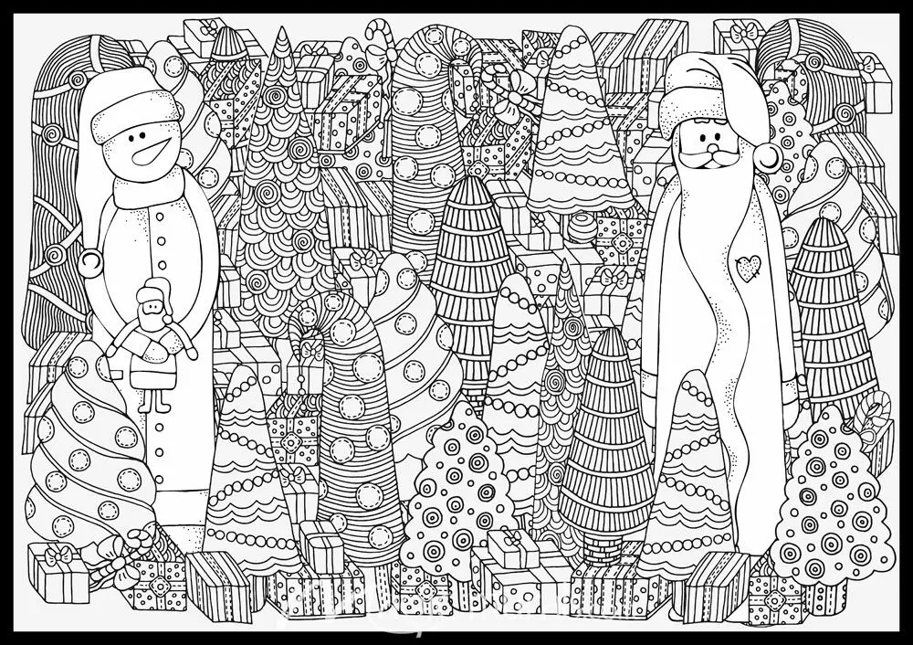 Christmas Zentangle Coloring Mural by Magic Murals