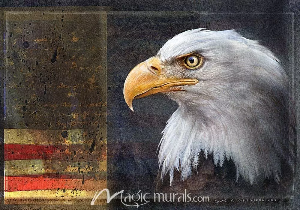 Bald Eagle with Flag Wallpaper Mural by Magic Murals
