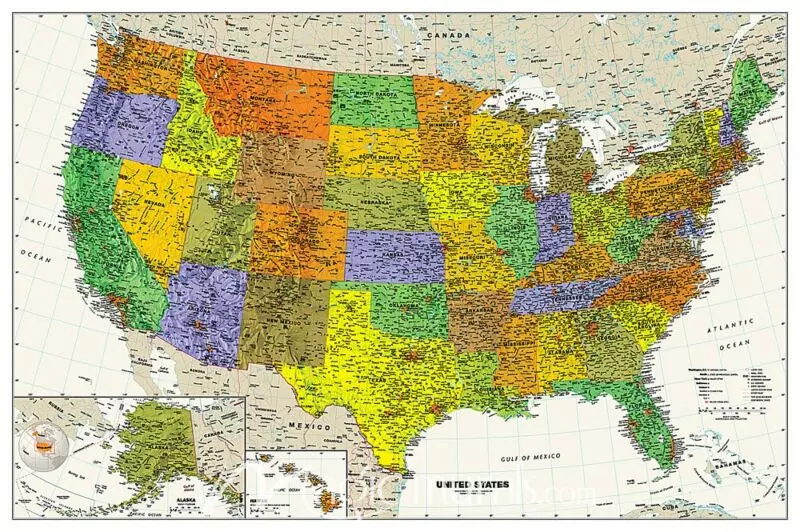 Contemporary United States Map Mural by Magic Murals