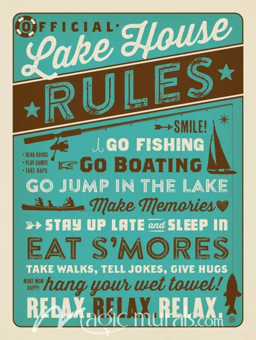 ADG Lake House Rules Wallpaper Mural by Magic Murals