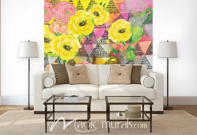 Modern Spring Flowers Wallpaper Mural by Magic Murals