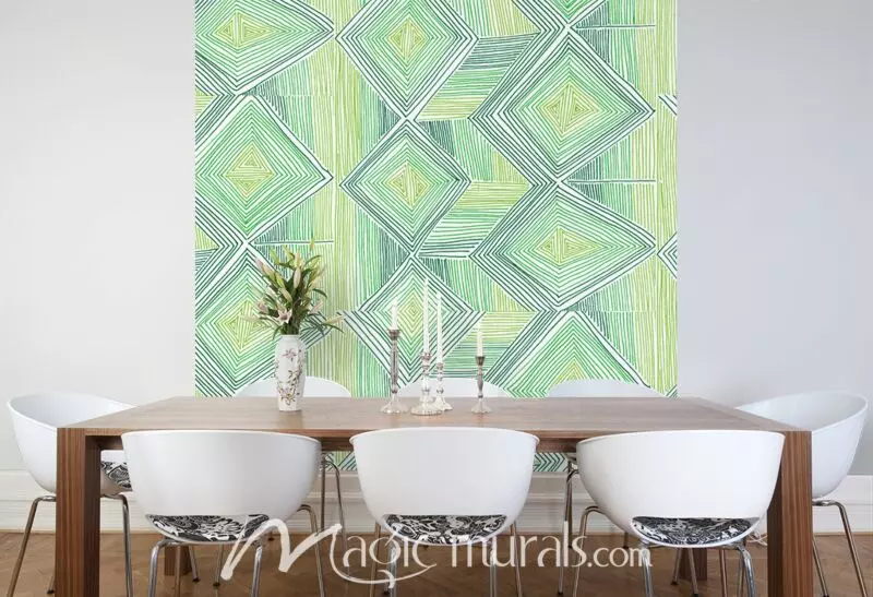 Green Diamond Pattern Wallpaper Mural by Magic Murals