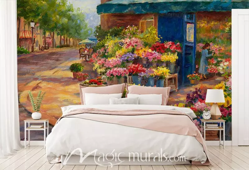 Fleuriste Flower Market Paris Wallpaper Mural by Magic Murals