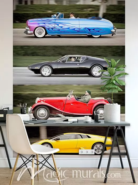 Luxury Cars Collage Wallpaper Wall Mural by Magic Murals