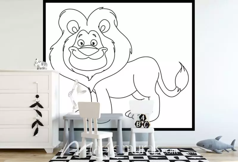 Happy Lion Coloring Mural by Magic Murals
