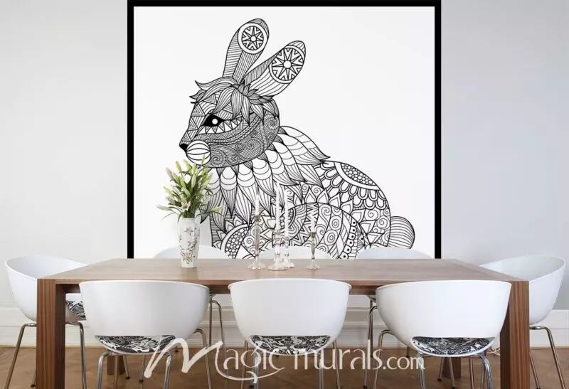 Rabbit Doodle Coloring Mural by Magic Murals