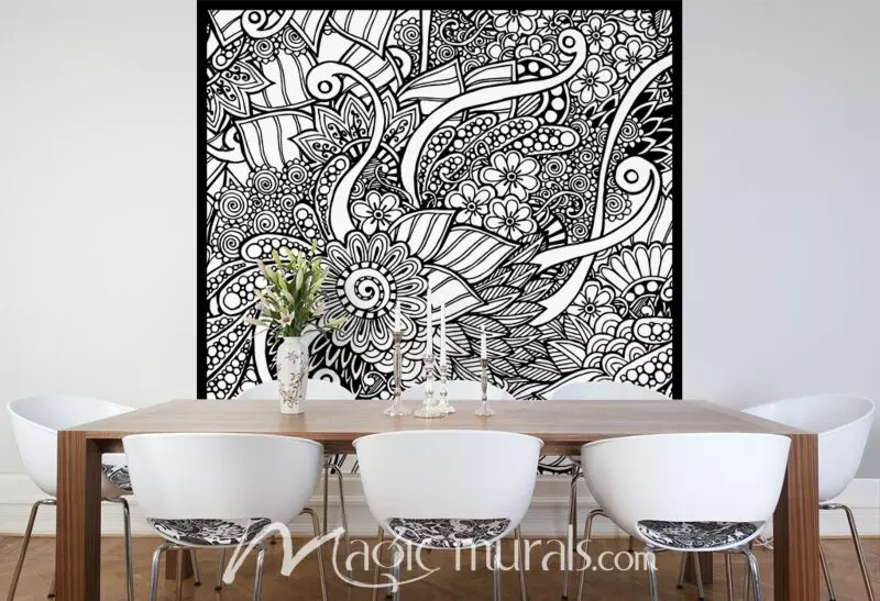 Garden Doodle ColorMe Wall Mural Coloring Mural