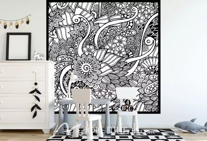 Garden Doodle ColorMe Wall Mural Coloring Mural
