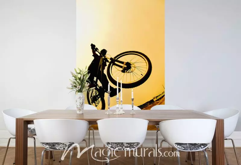 Silhouette Of A Cyclist Wallpaper Mural by Magic Murals