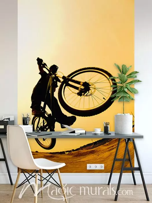 Silhouette Of A Cyclist Wallpaper Mural by Magic Murals