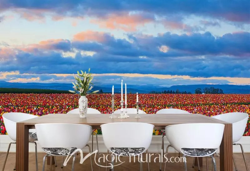 Wooden Shoe Tulip Farm Wallpaper Mural by Magic Murals
