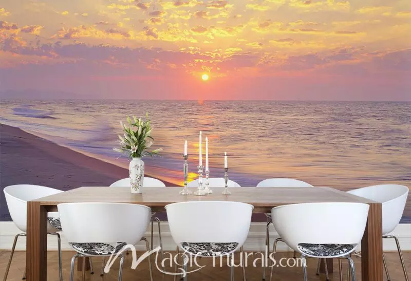 Beach At Sunrise Wallpaper Wall Mural by Magic Murals