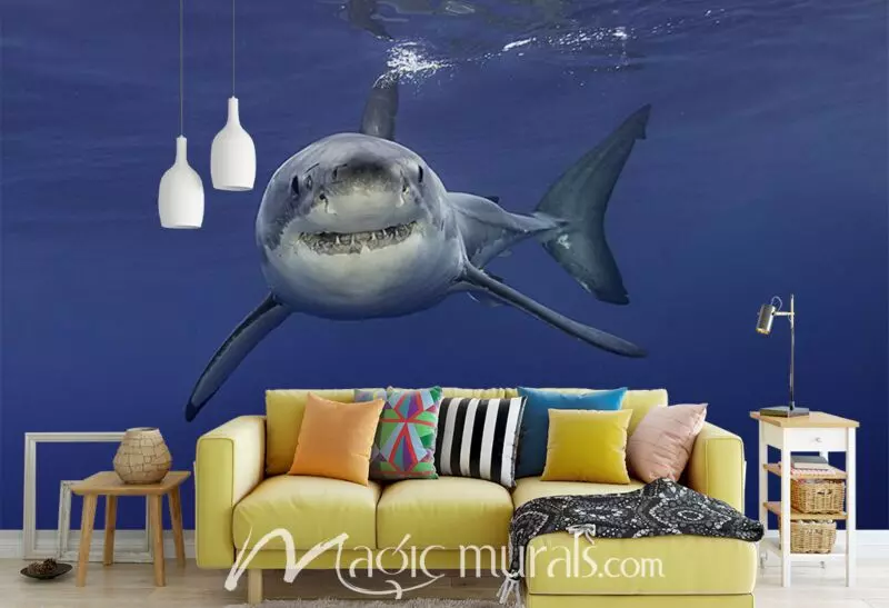 Great White Shark Smiling Wallpaper Mural by Magic Murals