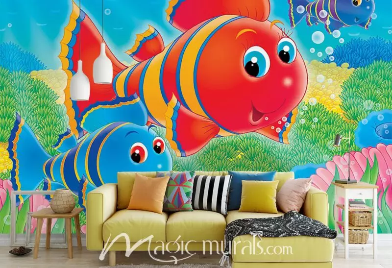 Cheerful Fish Wallpaper Wall Mural by Magic Murals