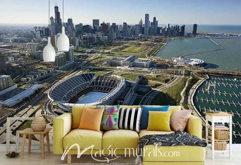 Chicago Overview Wallpaper Wall Mural by Magic Murals