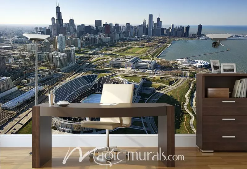 Chicago Overview Wallpaper Wall Mural by Magic Murals