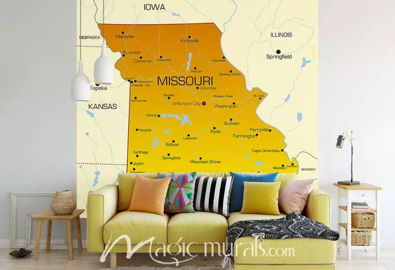 Map of Missouri Wallpaper Wall Mural by Magic Murals