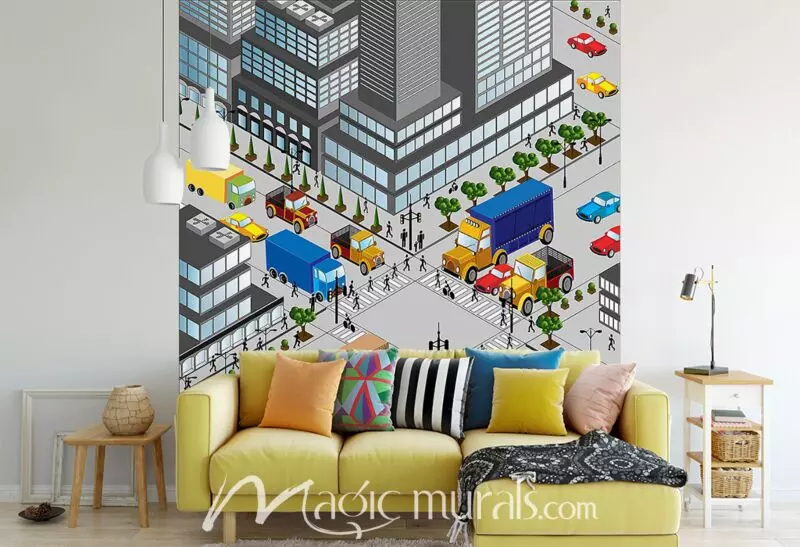 City of Transportation Wallpaper Mural by Magic Murals